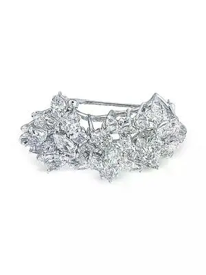 FANTASIA BY DESERIO Crescent Diamond Brooch - Silver