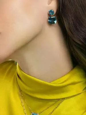 Goshwara 18k Yellow Gossip Blue Topaz Drop Earrings - Gold