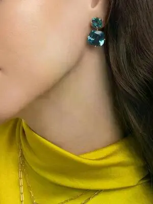 Goshwara 18k Yellow Gossip Blue Topaz Drop Earrings - Gold