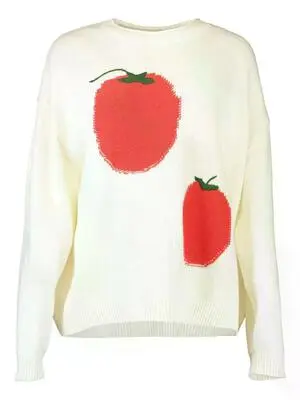 Staud Crewneck Sweater With Tomato Motif - Neutrals