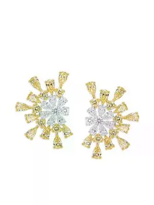 Azzaro 18k Yellow Flower Diamond Earrings - Gold