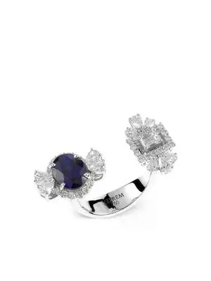 Yeprem 18k White Gold Diamond And Sapphire Ring - Silver