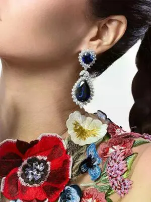 FANTASIA BY DESERIO Sapphire Pear-shape Drop Earrings