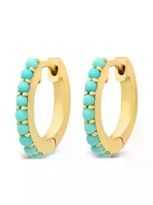 JENNIFER MEYER 18k Yellow Small Huggie Turquoise Earrings - Gold