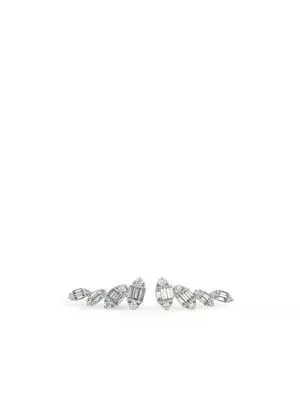 LISA NIK 18k White Gold Diamond Ear Climbers - Silver