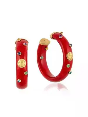 SILVIA FURMANOVICH 18k Yellow Multi-stone Hoop Earrings - Gold