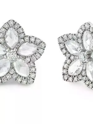 LOGAN HOLLOWELL 18k Yellow Gold Eternal Jardin Diamond Stud Earrings - Silver