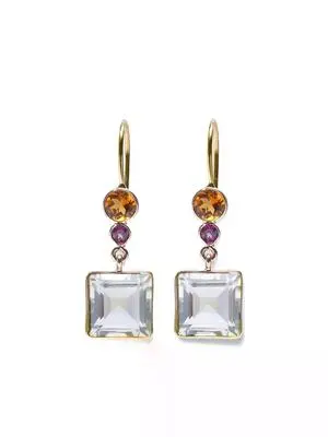 LIZZIE FORTUNATO Yellow Earrings With Amethyst, Citrine And Garnet - Gold
