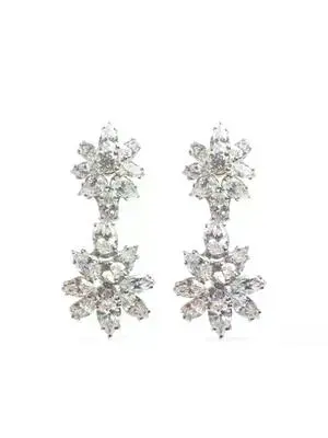 FANTASIA BY DESERIO Cluster Flower Drop Earrings - Silver