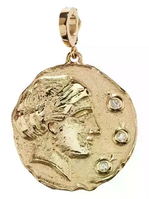 AZLEE 18k Yellow Goddess Of Mothers Diamond Coin Necklace - Gold