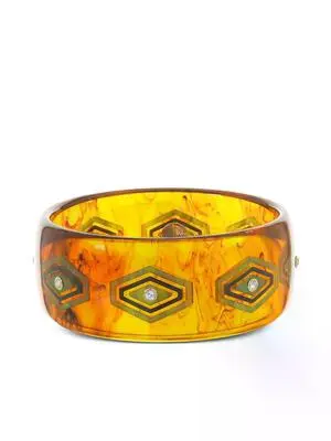 Mark Davis 18k Gold Sapphire Bakelite Bangle Bracelet - Yellow
