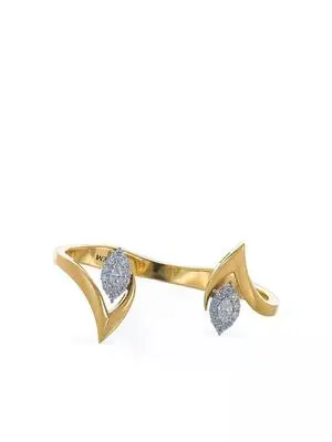Yeprem 18k White And Yellow Diamond Double Finger Ring - Gold