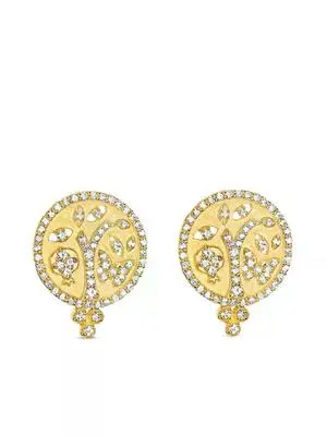 TANYA FARAH 18k Yellow Tree Of Life Diamond Earrings - Gold