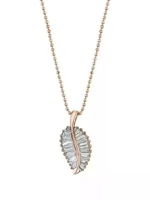 ANITA KO 18k Rose Gold Palm Leaf Diamond Necklace - Pink