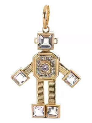 VAN ROBOT 18k Yellow Diamond, And Morganite Robot Pendant - Gold