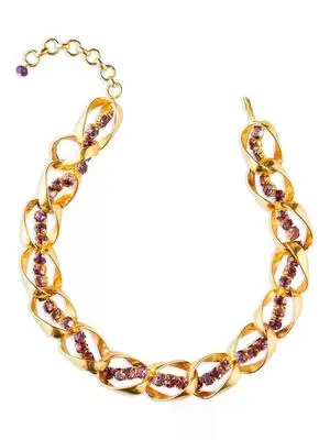 BOUNKIT JEWELRY Faceted Amethyst Chain Necklace - Gold