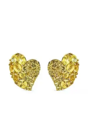 Piranesi 18k Yellow Sapphire Heart Wave Earrings - Gold