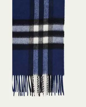Burberry Cashmere Check Scarf - Blue