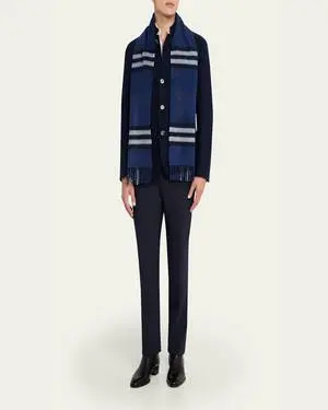 Burberry Cashmere Check Scarf - Blue