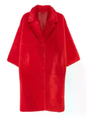LISKA Fur-collar Coat - Red