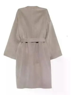 LISKA Belted Cashmere Coat - Grey