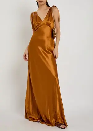 REFORMATION Pernille Silk Gown - Copper