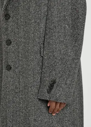 Givenchy Chevron-intarsia Wool-blend Coat - Black