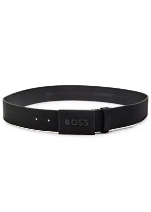 BOSS Icon Logo Leather Belt - Black
