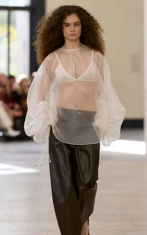 Aje Lunetta Oversized Organza Top - Ivory
