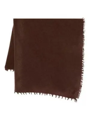 LISKA Frayed-edges Cashmere Scarf - Brown