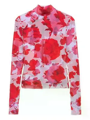 MSGM Floral-print Top - Red