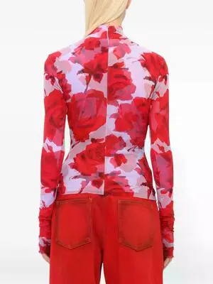 MSGM Floral-print Top - Red