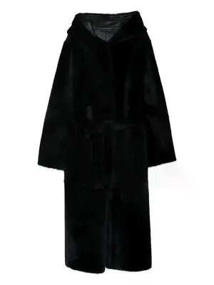 LISKA Hooded Belted Coat - Blue