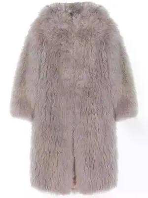 LISKA Single-breasted Cashmere Shearling Coat - Grey