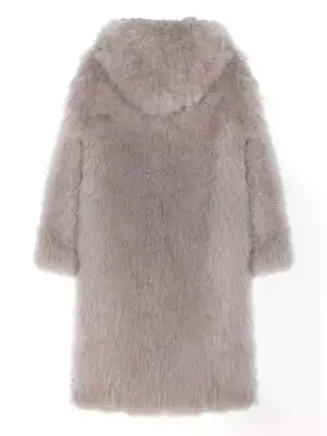LISKA Single-breasted Cashmere Shearling Coat - Grey