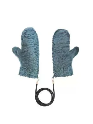 LISKA Faux-fur Mittens - Blue