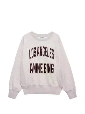ANINE BING Embroidered Crew-neck Sweatshirt - Grey