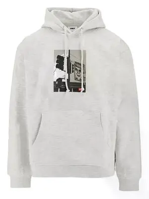 Obey Graphic Print Hooded Sweatshirt - Grey