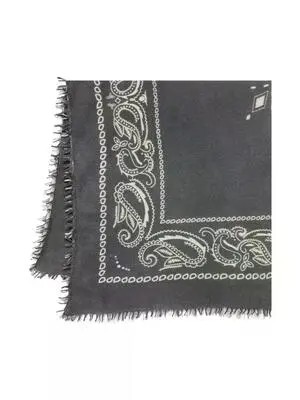LISKA Paisley-print Frayed-edge Scarf Grey