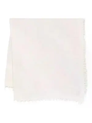 LISKA Frayed-edge Cashmere Scarf - White