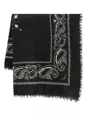 LISKA Paisley-print Frayed-edge Scarf Black