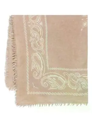 LISKA Paisley-print Frayed-edge Scarf - Neutrals