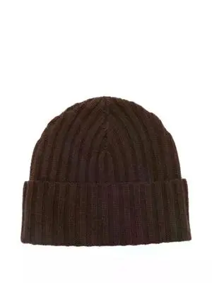 LISKA Ribbed Cashmere Beanie - Brown