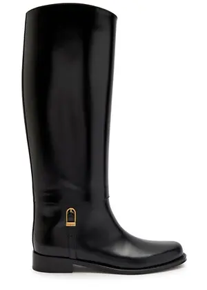 Saint Laurent Julia Glossed-leather Knee-high Boots - Black