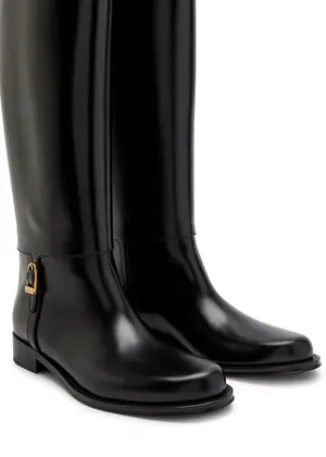 Saint Laurent Julia Glossed-leather Knee-high Boots - Black