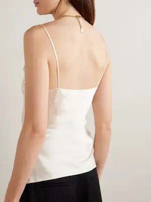 Chloé Lace-trimmed Silk-satin Camisole - Neutrals