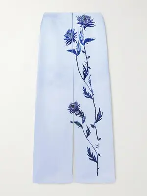Altuzarra Kat Floral-print Silk-satin Maxi Skirt - Blue