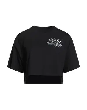 Amiri Cropped Cotton Jersey T-shirt With Graphic Print - Black