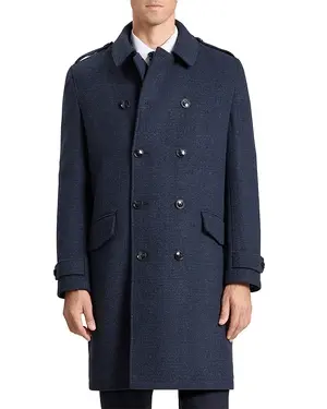 Ted Baker London Windyhill Overcoat - Blue/grey