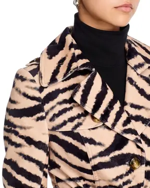 Cara Cara Karlie Zebra Velveteen Trench Coat